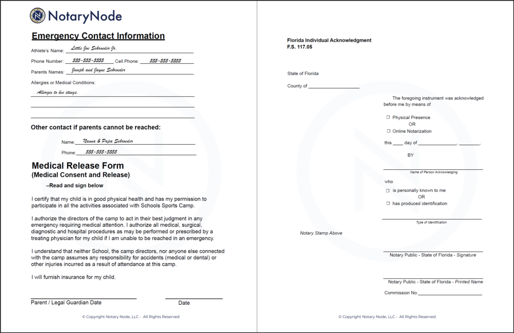Single Signer | Medical Release | Notary Node